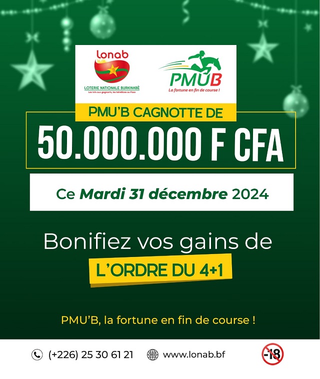 Cagnotte de 50 millions F CFA au 4+1 de ce Mardi 31 décembre 2024 | LONAB